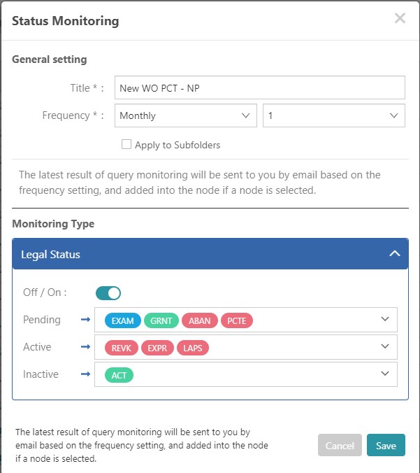 Legal Status Monitoring